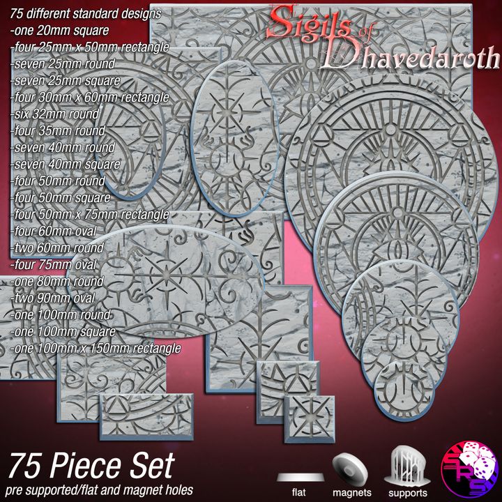 3D Printable Arcane Bases (Standard Sizes) by SRS Studios