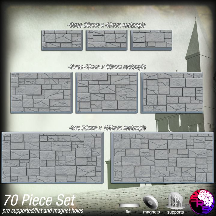 3D Printable Cracked Bricks Bases (Expansion Sizes) by Sync Ratio Systems