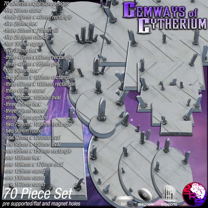 3D Printable Crystal Cavern Bases (Expansion Sizes) by SRS Studios