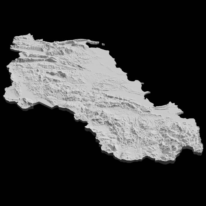 3D Printable XYZ Country Topographic Map - 3D Terrain Elevation ...