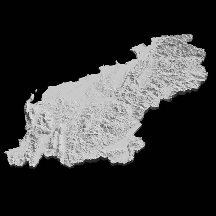 3D Printable XYZ Country Topographic Map - 3D Terrain Elevation ...