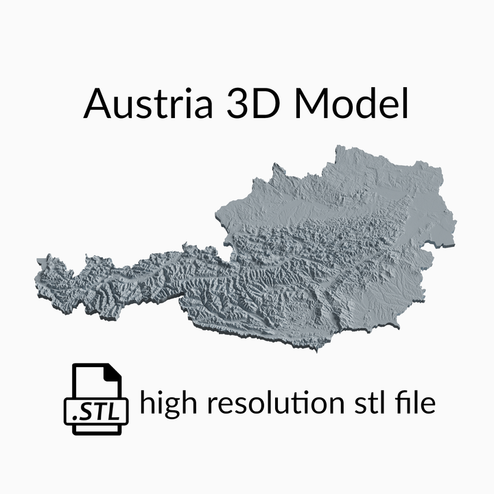 3D Printable Austria Country Topographic Map - 3D Terrain Elevation - Relief Map - Topography of ...