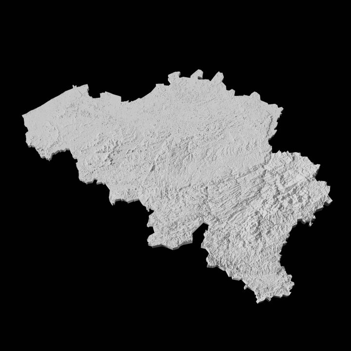 3D Printable Belgium Country Topographic Map - 3D Terrain Elevation - Relief Map - Topography of ...