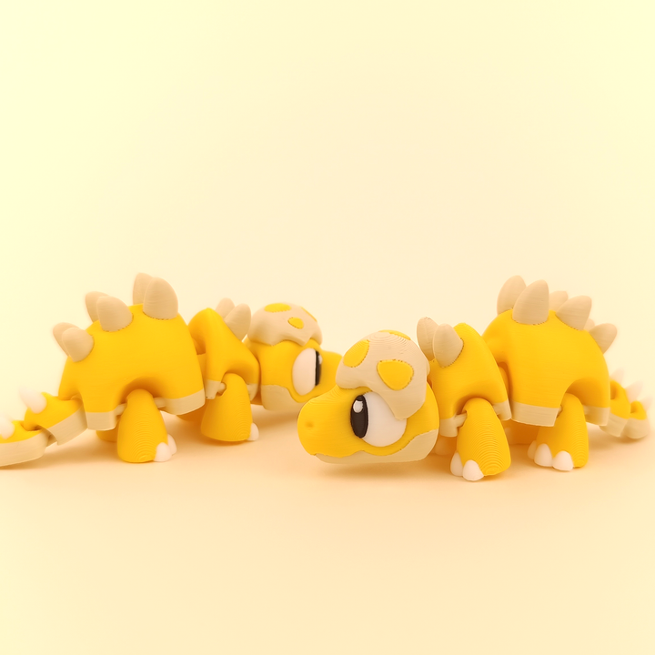 3D Printable Flexi Baby Stegosaurus Print-in-place by 3DGOB