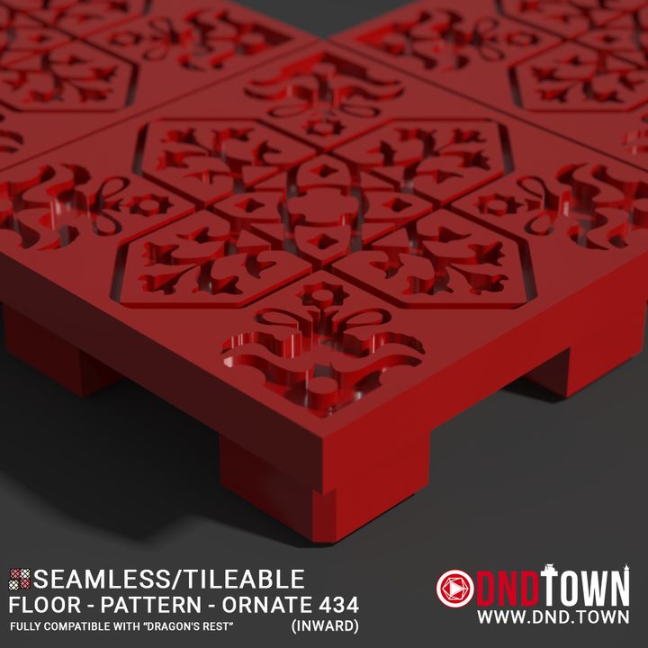 3D Printable 3D Modular Dungeon Tile: Floor - Pattern - Ornate 434 ...