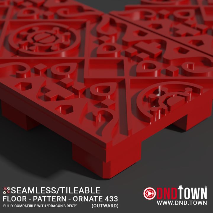3D Printable 3D Modular Dungeon Tile: Floor - Pattern - Ornate 433 ...
