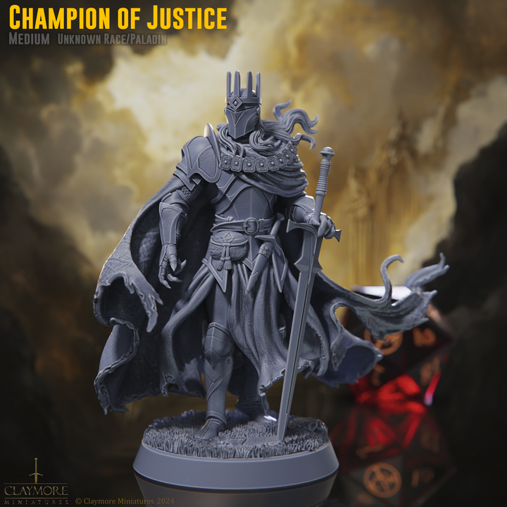 3D Printable Champion of Justice by Claymore Miniatures