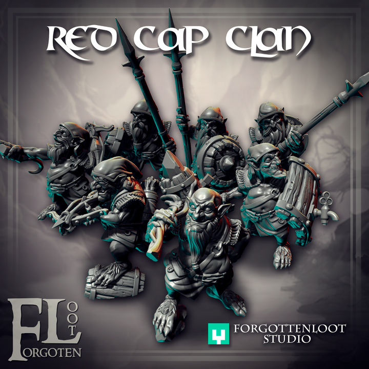 3D Printable Redcap clan Miniature Band by forgottenlootstudio