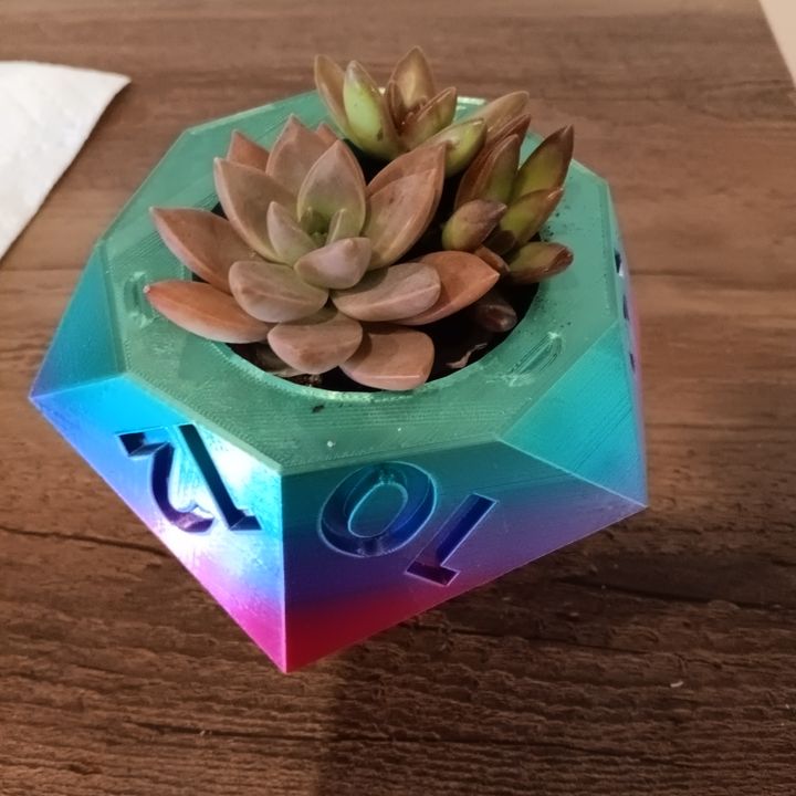 3D Printable D 20 plant pot - 20 sided dice plant pot by tim