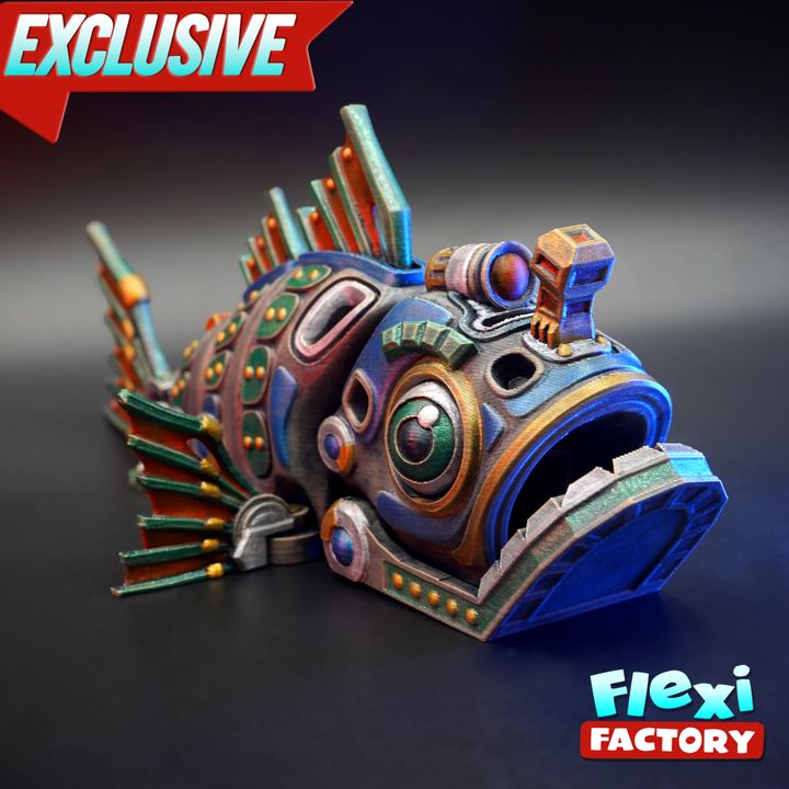 3D Printable Exclusive Flexi Factory Cyber Fish by Flexi Factory