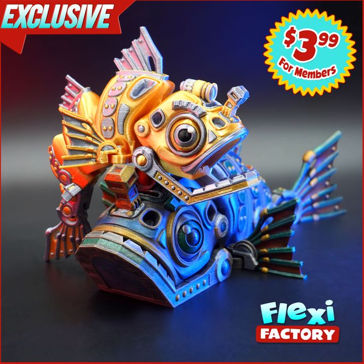 3D Printable Exclusive Flexi Factory Cyber Fish by Flexi Factory