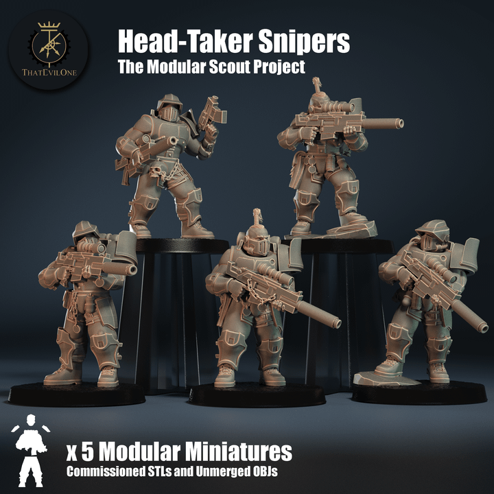 3D Printable Modular Scout Head Taker Snipers - Commissioned by ThatEvilOne