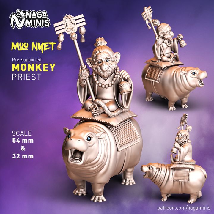 3D Printable (Pre-supported) Monkey Folk Priest by Naga Minis