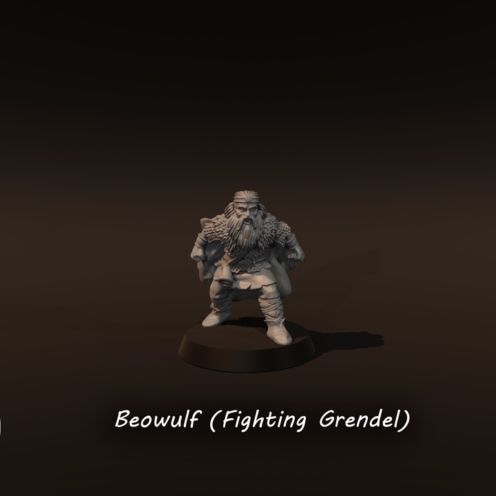 3D Printable Beowulf (Fighting Grendel) by Medbury Miniatures
