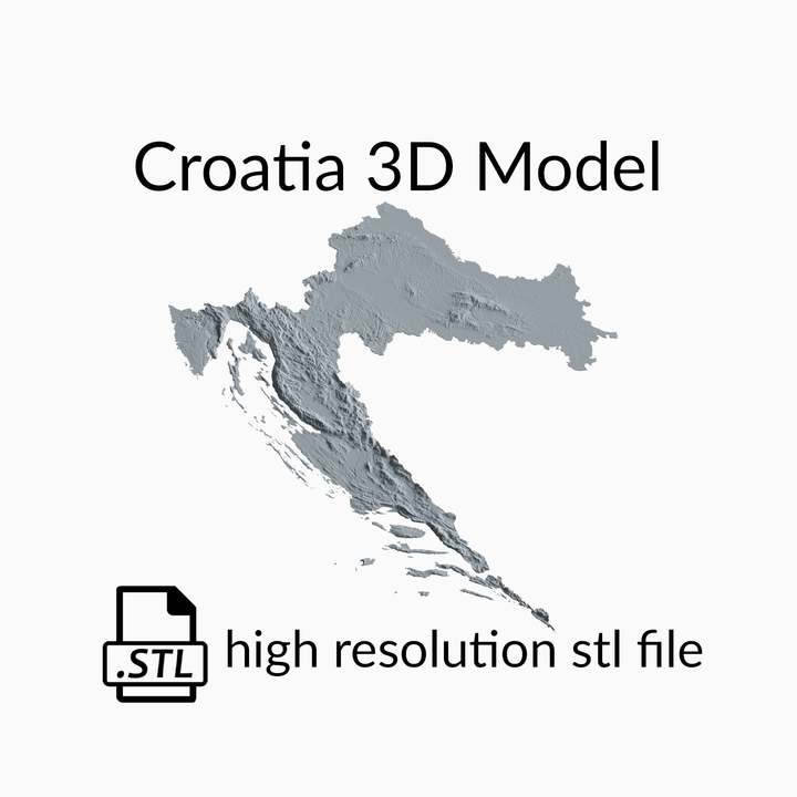 3D Printable Croatia Country Topographic Map - 3D Terrain Elevation ...