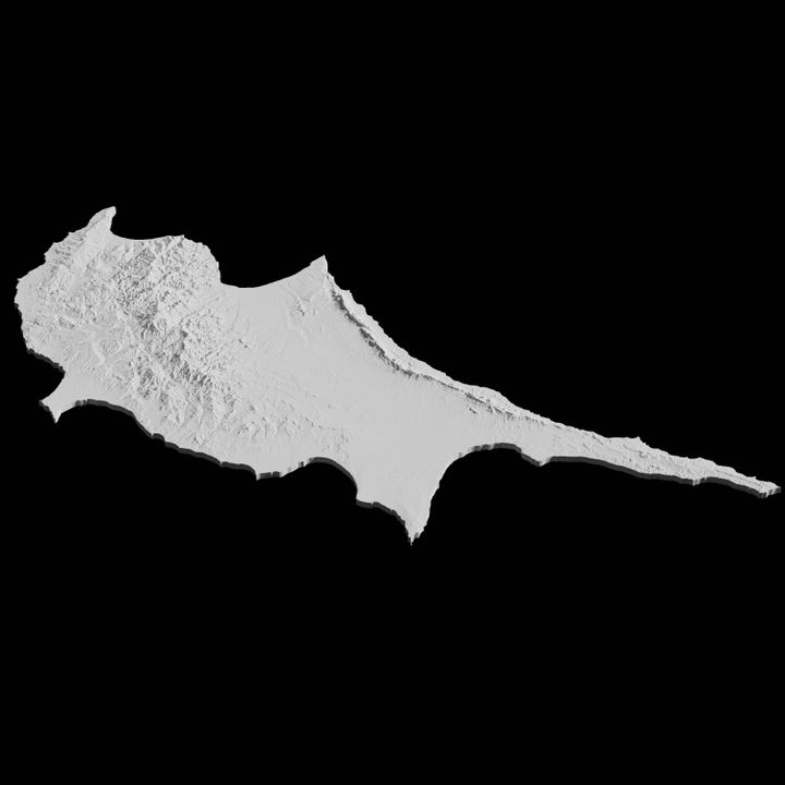 3D Printable Cyprus Country Topographic Map - 3D Terrain Elevation ...