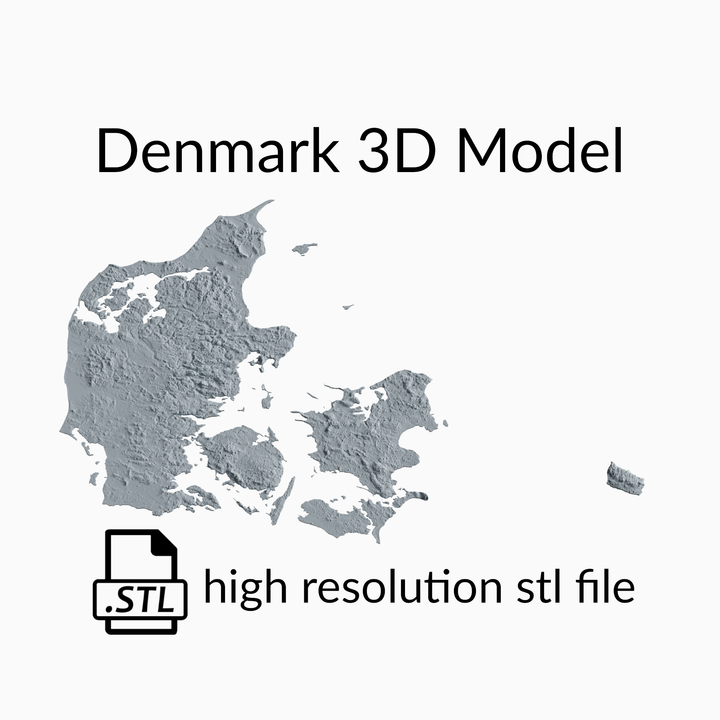 3D Printable Denmark Country Topographic Map - 3D Terrain Elevation ...