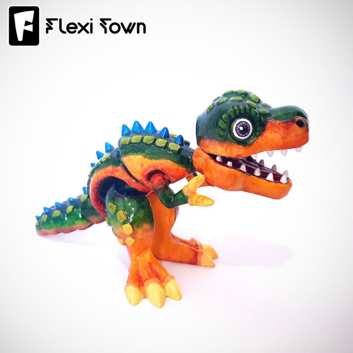 3D Printable Flexi Print-in-Place T-Rex Dinosaur by Flexi Town