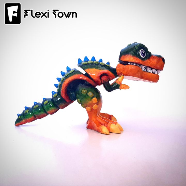 3D Printable Flexi Print-in-Place T-Rex Dinosaur by Flexi Town