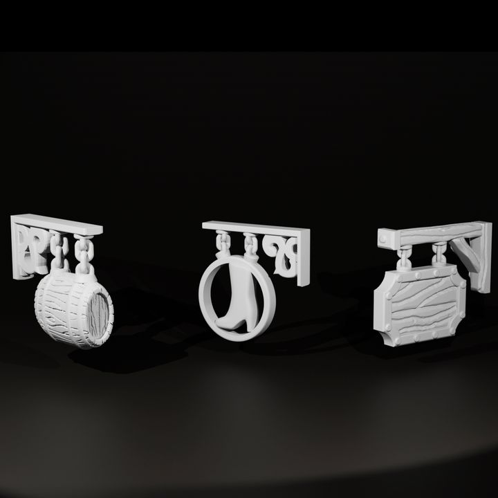 3D Printable Store Signs by Antigone Miniatures