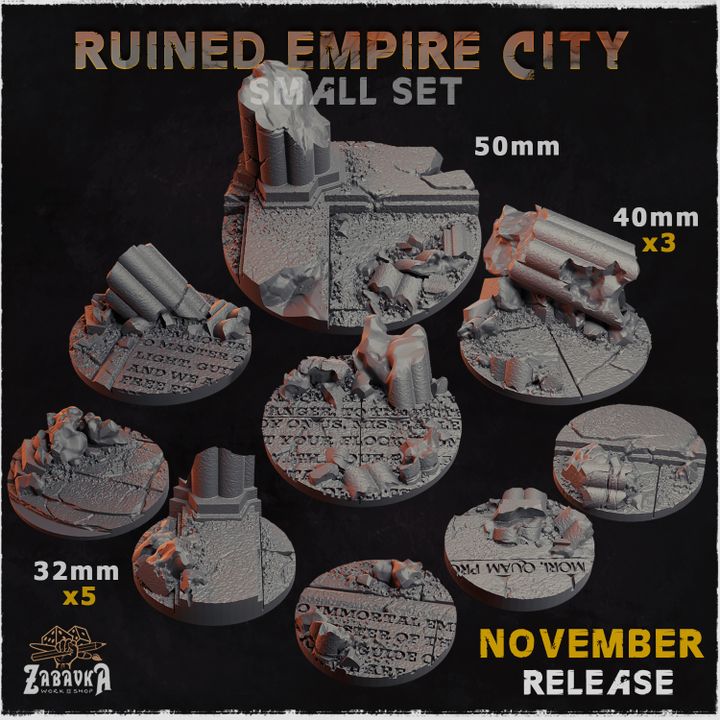 3D Printable Ruined Empire City - Bases & Toppers (Small Set) by ...