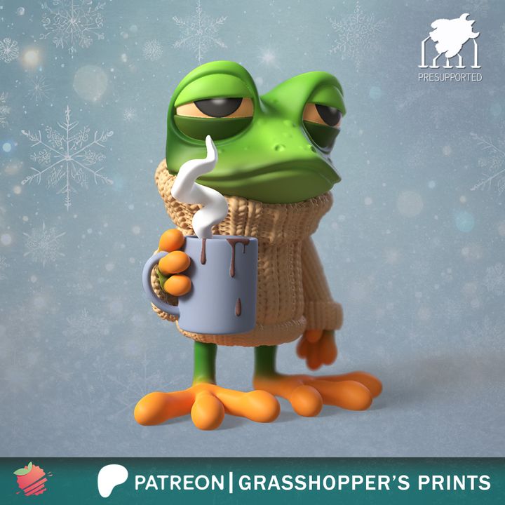 3D Printable Cozy Frog aka Frog in Sweater by Grass Hopper