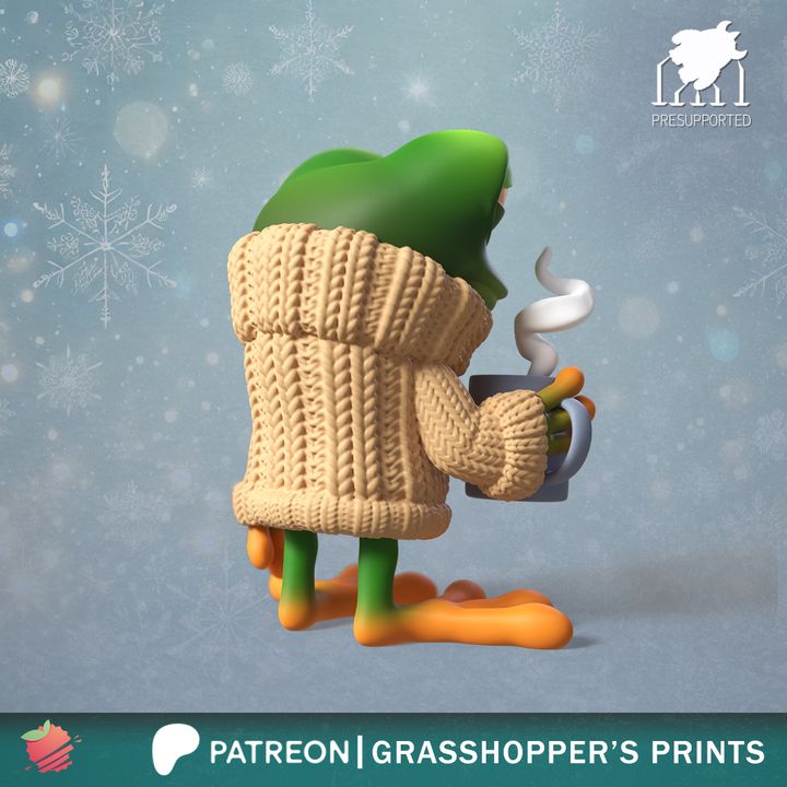 3D Printable Cozy Frog aka Frog in Sweater by Grass Hopper