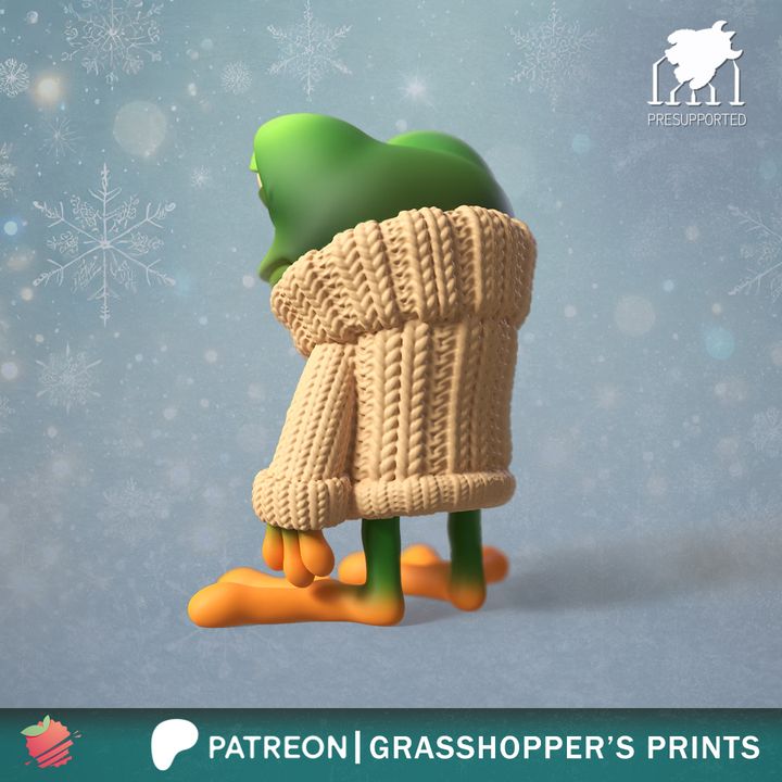 3D Printable Cozy Frog aka Frog in Sweater by Grass Hopper