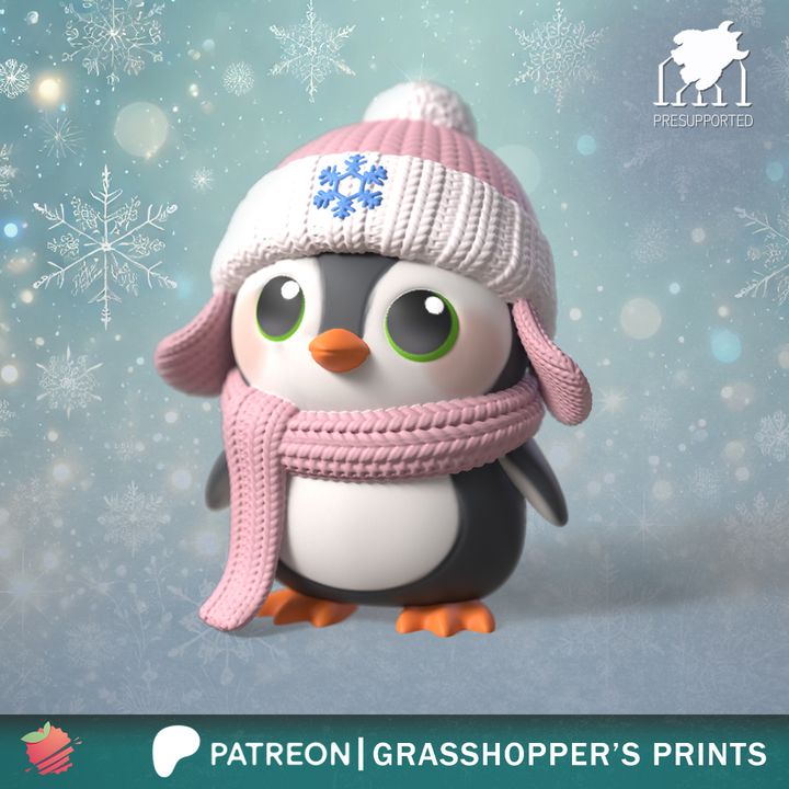 3D Printable Cozy Penguin aka Penguin in Scarf by Grass Hopper