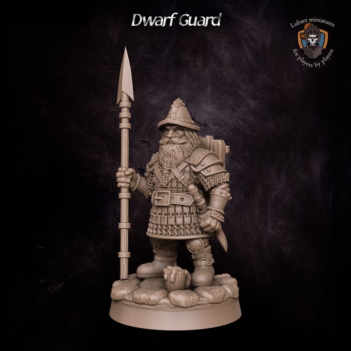 3D Printable Dwarf Guard by Lubart Miniatures