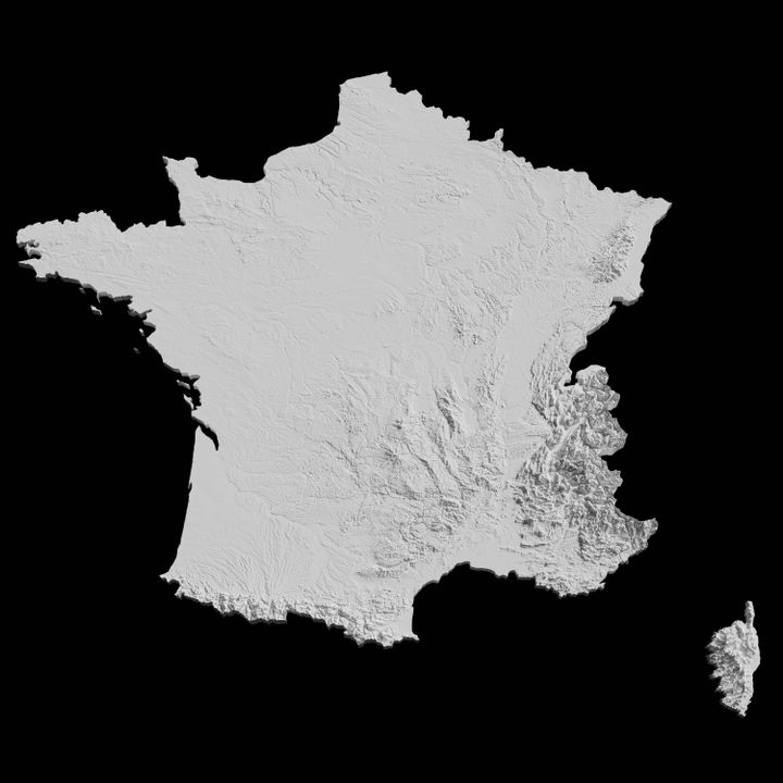 3D Printable France Country Topographic Map - 3D Terrain Elevation - Relief Map - Topography of ...