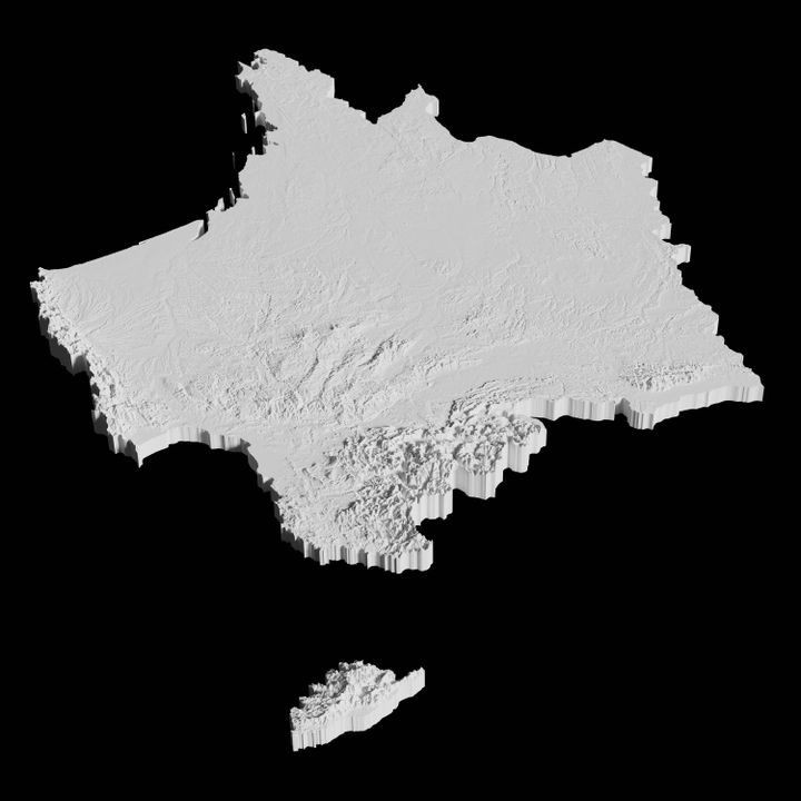 3D Printable France Country Topographic Map - 3D Terrain Elevation ...