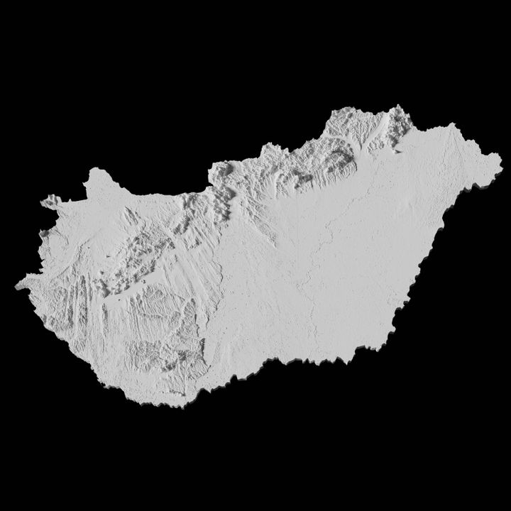 3D Printable Hungary Country Topographic Map - 3D Terrain Elevation ...