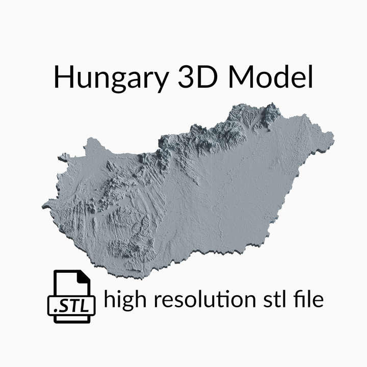 3D Printable Hungary Country Topographic Map - 3D Terrain Elevation ...