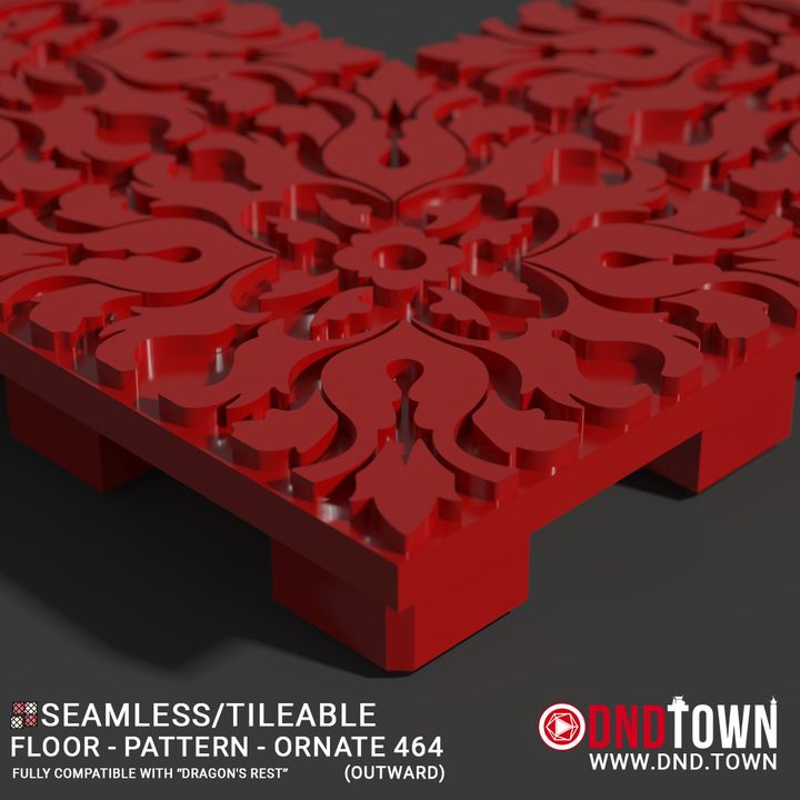 3D Printable 3D Modular Dungeon Tile: Floor - Pattern - Ornate 464 ...