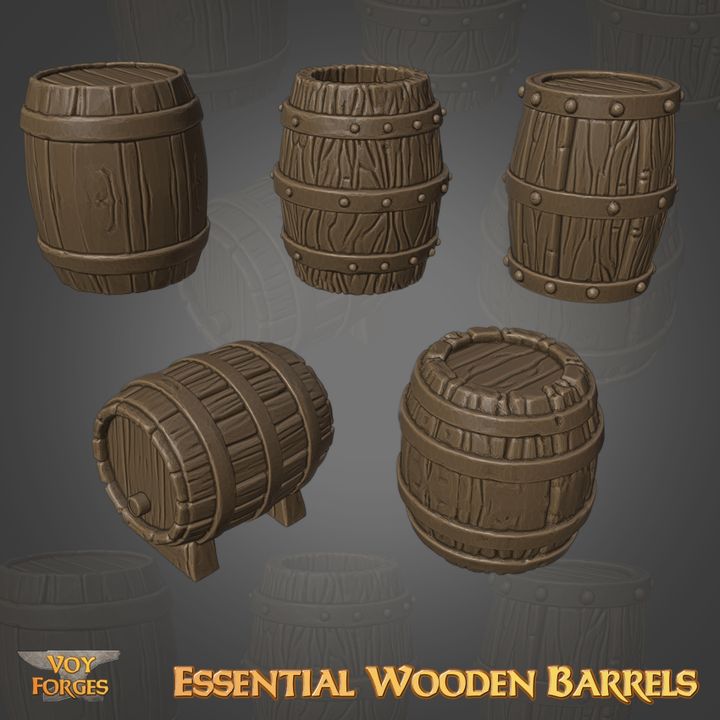 3D Printable Essential Wooden Barrels by Voy Forges