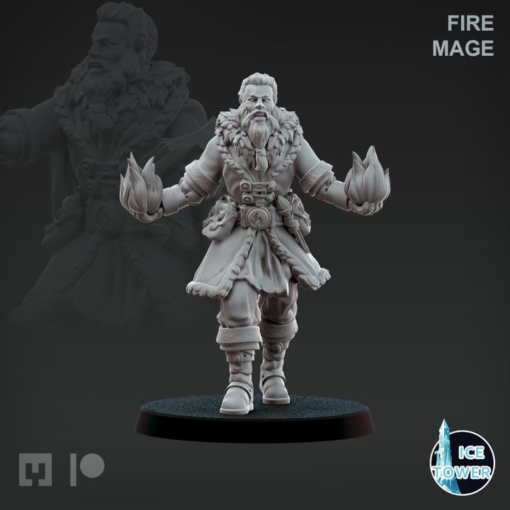3D Printable Hero - Fire Mage by Ice Tower
