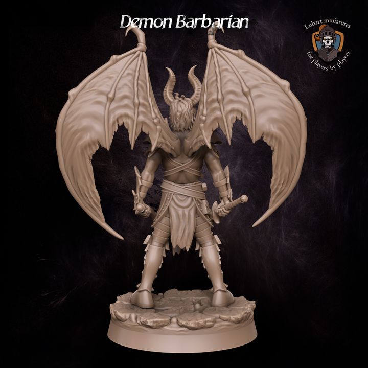 3D Printable Demon Barbarian by Lubart Miniatures