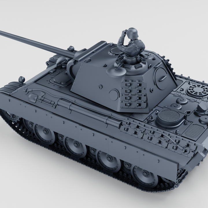 3D Printable Panzer V Panther Ausf.G late with side skirts + 3 Tankmen ...