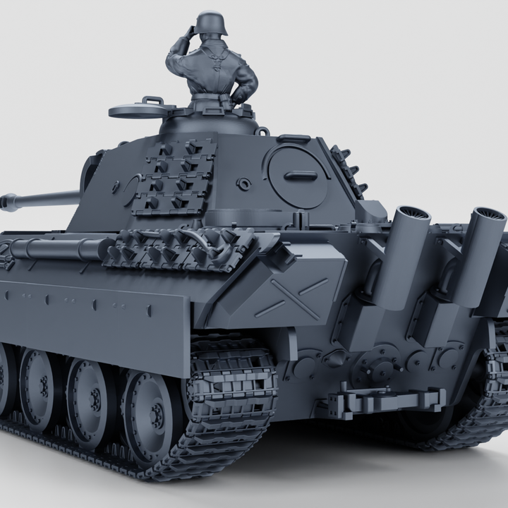 3D Printable Panzer V Panther Ausf.G late with side skirts + 3 Tankmen ...