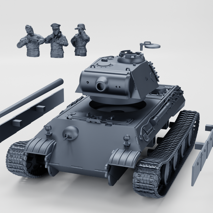 3D Printable Panzer V Panther Ausf.G late with side skirts + 3 Tankmen ...