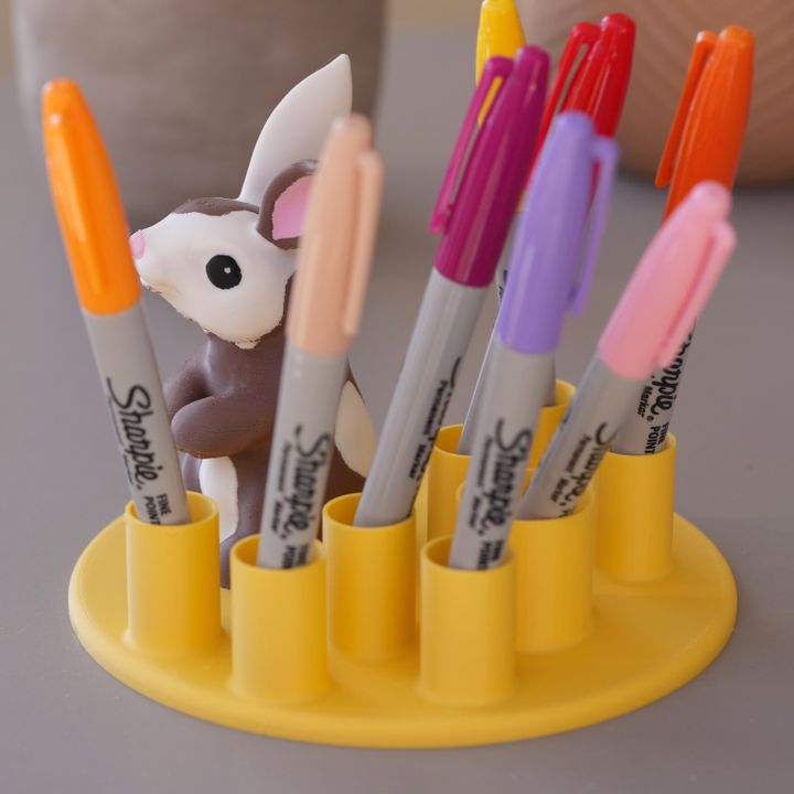 3D Printable Rabbit Sharpie holder by Philippe Barreaud