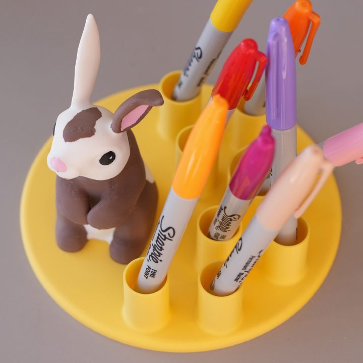 3D Printable Rabbit Sharpie holder by Philippe Barreaud