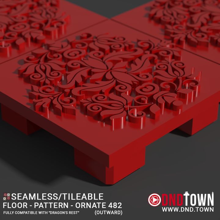 3D Printable 3D Modular Dungeon Tile: Floor - Pattern - Ornate 482 ...