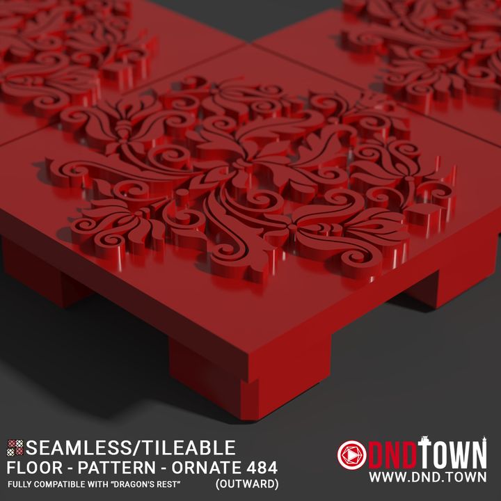 3D Printable 3D Modular Dungeon Tile: Floor - Pattern - Ornate 484 ...