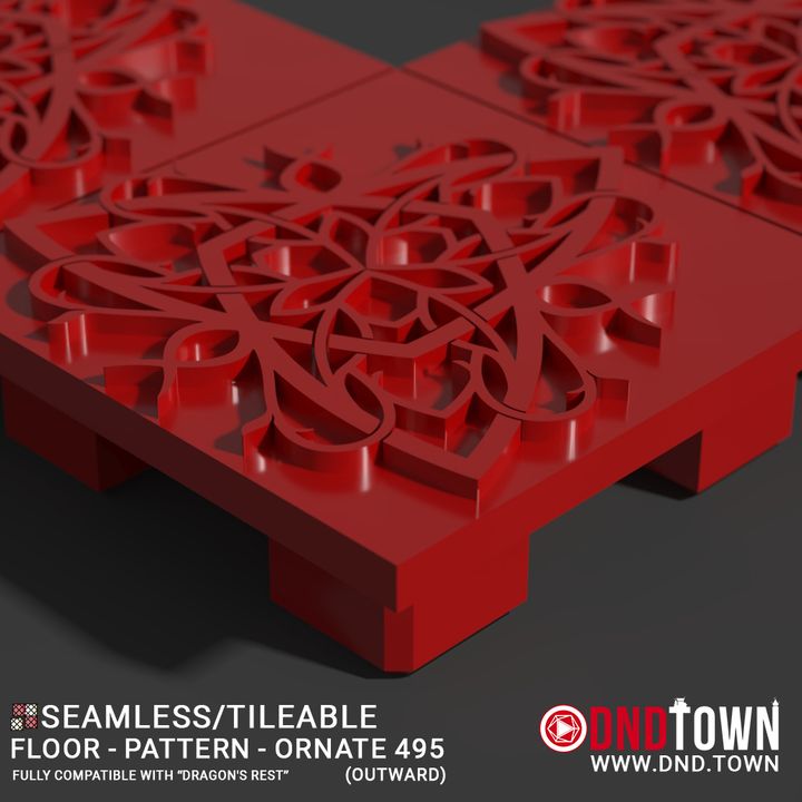 3D Printable 3D Modular Dungeon Tile: Floor - Pattern - Ornate 495 ...