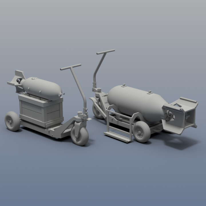 3D Printable M1 Bomb Trailer with AN-M64 and AN-M66 in 1/72 by Zsombor ...