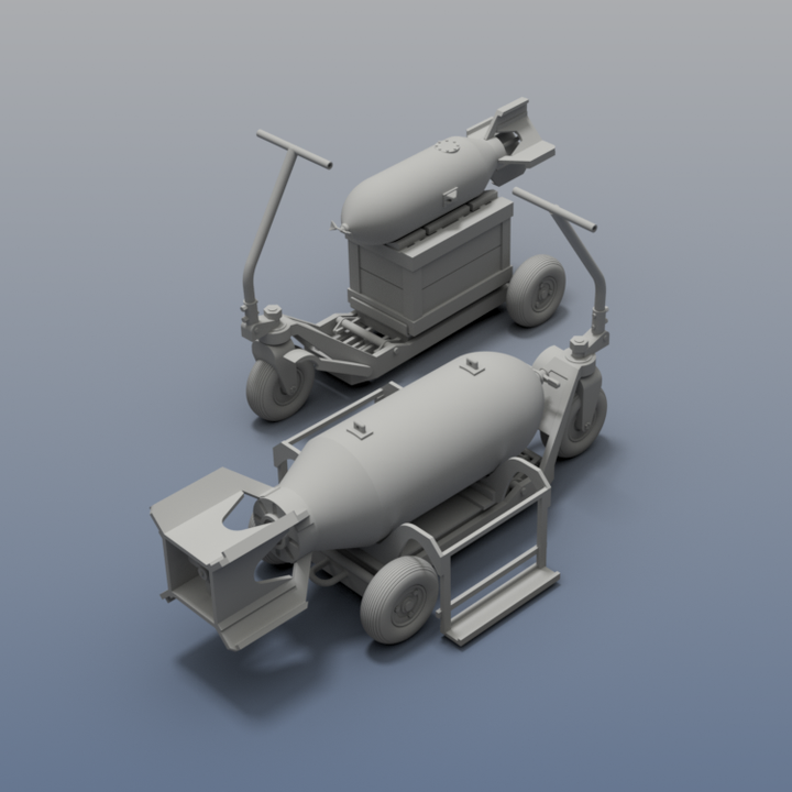 3D Printable M1 Bomb Trailer with AN-M64 and AN-M66 in 1/72 by Zsombor ...