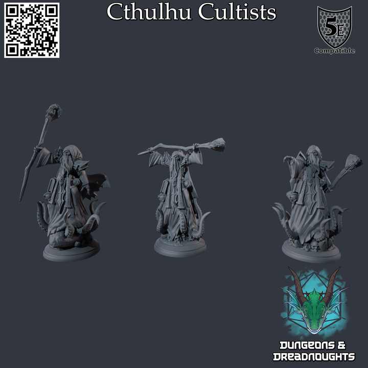 3D Printable Cthulhu Cultists (3 Models) - 5e Stats Included by ...