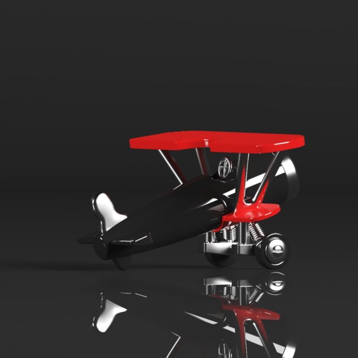 3D Printable Red/Black Bi-Plane by Nguyen Bin